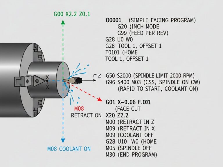 CNC Lathe Facing Program – Fanuc G Code Step by Step - CNC Programming Hub